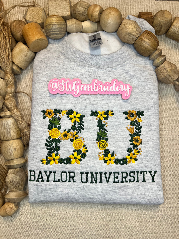 Baylor Floral Sweatshirt – Stitched With Grace Embroidery